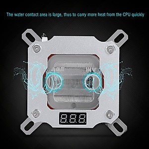 ASHATA CPU Waterblock,Richer-R Computer PC CPU Water Cooling Block Waterblock Liquid Cooler Copper Base with Temperature Display for
