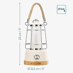 Navaris Camping Lantern with Rechargeable Battery - Portable Garden Lantern for Outdoor and Indoor Use with Power Bank for Charging Phones - White
