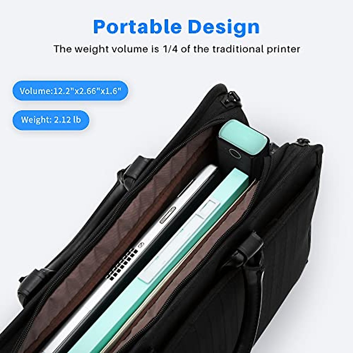 Phomemo M08F A4 Portable Thermal Printer + 8.26"x11.69" A4 Thermal Paper 200 Pcs, Wireless Mobile Travel Printers for Car & Office, Bluetooth Printer Compatible with Android and iOS Phone & Laptop