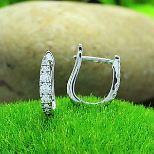 2/5 Carat (ctw) Lab Created Moissanite Diamond Huggie Hoop Earrings In 14K White Gold Over Sterling Silver (0.40 Cttw) Jewelry For Women, Gift For Her