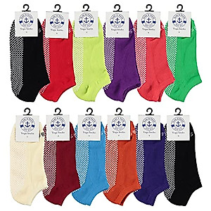 Yacht & Smith Women's Non Slip No-Skid Socks with Grips, 97% Cotton, For Hospital, Yoga, Pilates, Barre, Grippy Ankle Sock