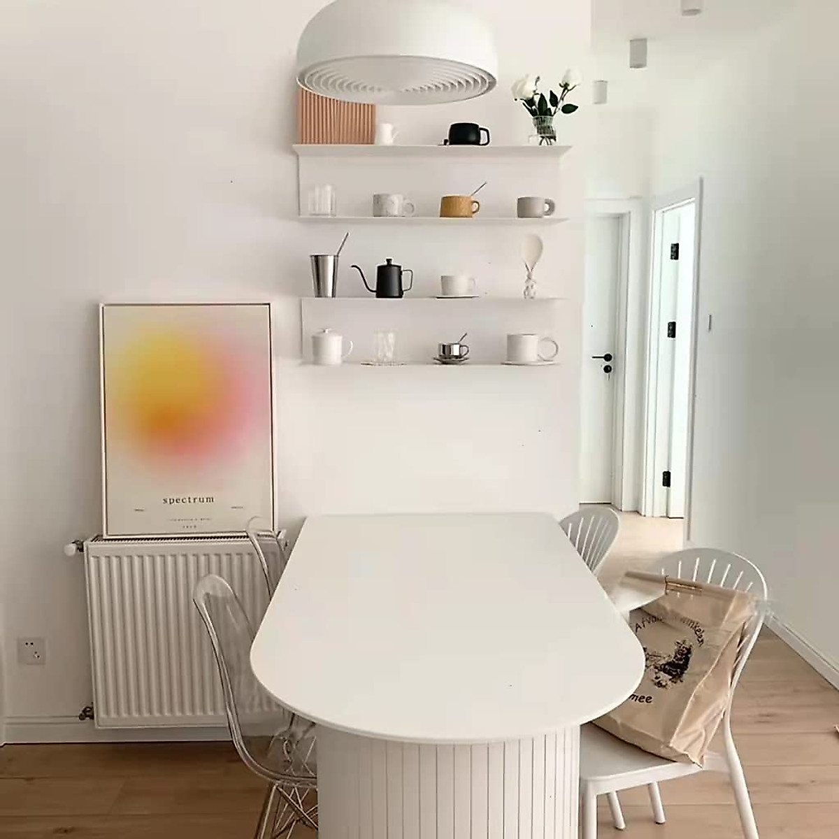 TAUODUYY Iron One-Piece Wall Shelf, Scandinavian Style Kitchen Wall Spice Storage Rack, Living Room Cup Holder, Bedroom Bookshelf, White ( Color : 1PCS , Size : 100X15X20CM )