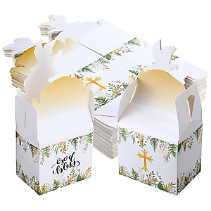 48 Pieces Religious Party Goodie Gable Boxes First Communion Gifts Treat Boxes God Bless Candy Boxes Religious Favor Boxes for Christening Gifts for Girls and Boys Baptism, First Communion, Easter