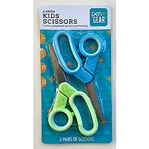 Pen + Gear 5 inch Kids Scissors 2 count (Blue/Green)