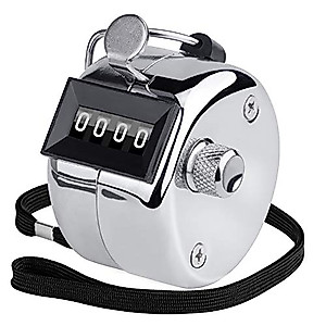 KTRIO Metal Handheld Tally Counter 4-Digit Number Count Clicker Counter, Hand Mechanical Counters Clickers Pitch Counter for Coaching, Knitting, People, Lap, Fishing, Golf and Row, 2 x 1.85 in, Silver