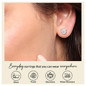 Everyday Elegance Solid 14K Yellow Gold Cubic Zirconia Stud Earrings for Women in Round Cut | Screw Back Earring | 2 CTW CZ | With Gift Box