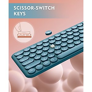 Wireless Keyboard and Mouse, Vssoplor 2.4GHz Ultra Slim Wireless Mouse Keyboard Combo with Round Keycaps for Windows, Laptop, PC, Computer (Sapphire Blue)