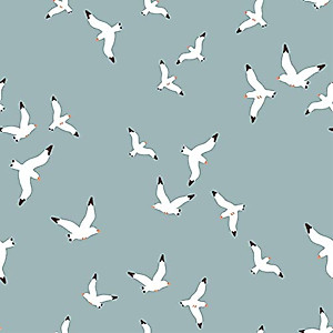 Bebe au Lait Seagulls Oh-So-Soft Muslin Changing Pad Cover, Blue, One Size (CPBMSL)