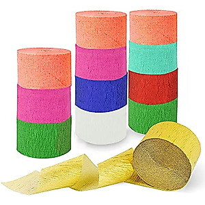 8 Rolls Rainbow Crepe Paper Streamerss,Rainbow Party Decorations Fall Autumn Decorations,Wedding, Birthday, Bridal/Baby Shower, Anniversary Party Backdrop Decorations