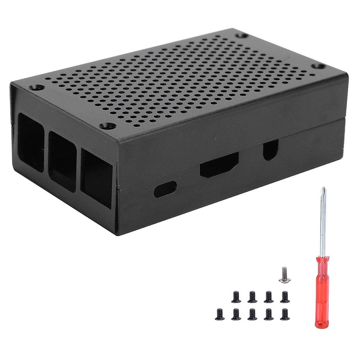 Case for 3 B+ (B Plus) / Pi 3 B, Aluminum Alloy Case Mesh Shell Vent Motherboard , for Heatsink (Black for 3B+/3B)
