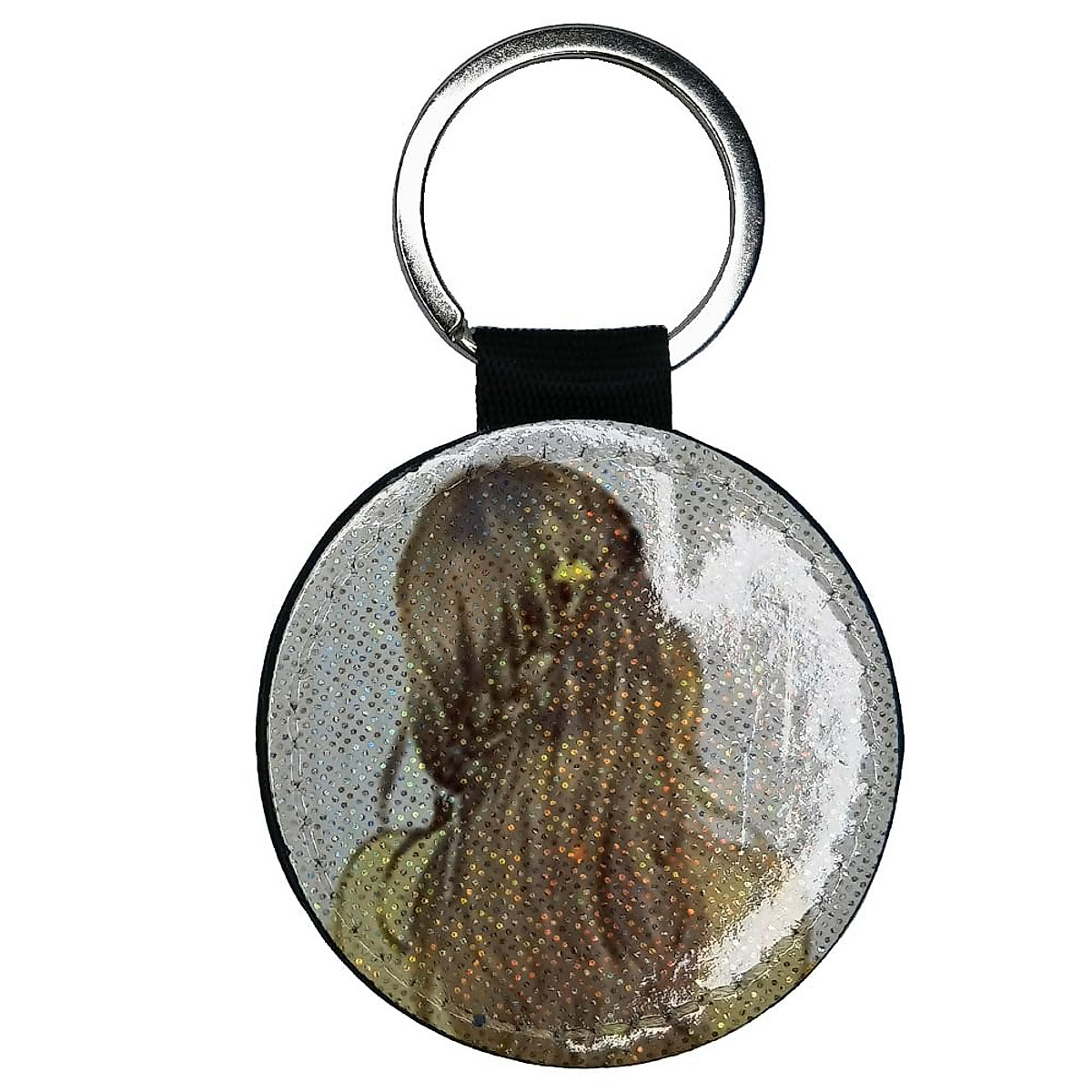 Yongkang 10 pieces Sublimation Blanks keychain Glitter PU Leather both sides can be sublimated DIY Craft (Rounded)