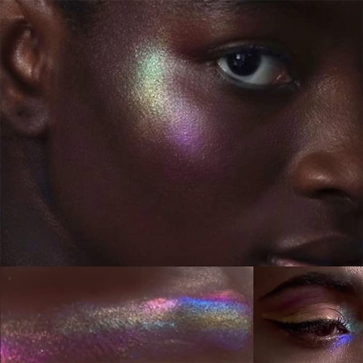 La Catrina Newest Glitter Eyeshadow, DE'LANCI Multichrome Eyeshadow Shimmer Powder, Intense Metallic Color Shift Chameleon Palette, Holographic Sparkle Rainbow Highlighter Eye Makeup (1.5 g)