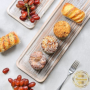 MHM 3 Tier Serving Tray Farmhouse Rustic Gray Wooden 3-Tier Serving Tray - 3 Tier Cupcake Stand Collapsible White Grey Rustic Serving Tray for Parties and Picnics