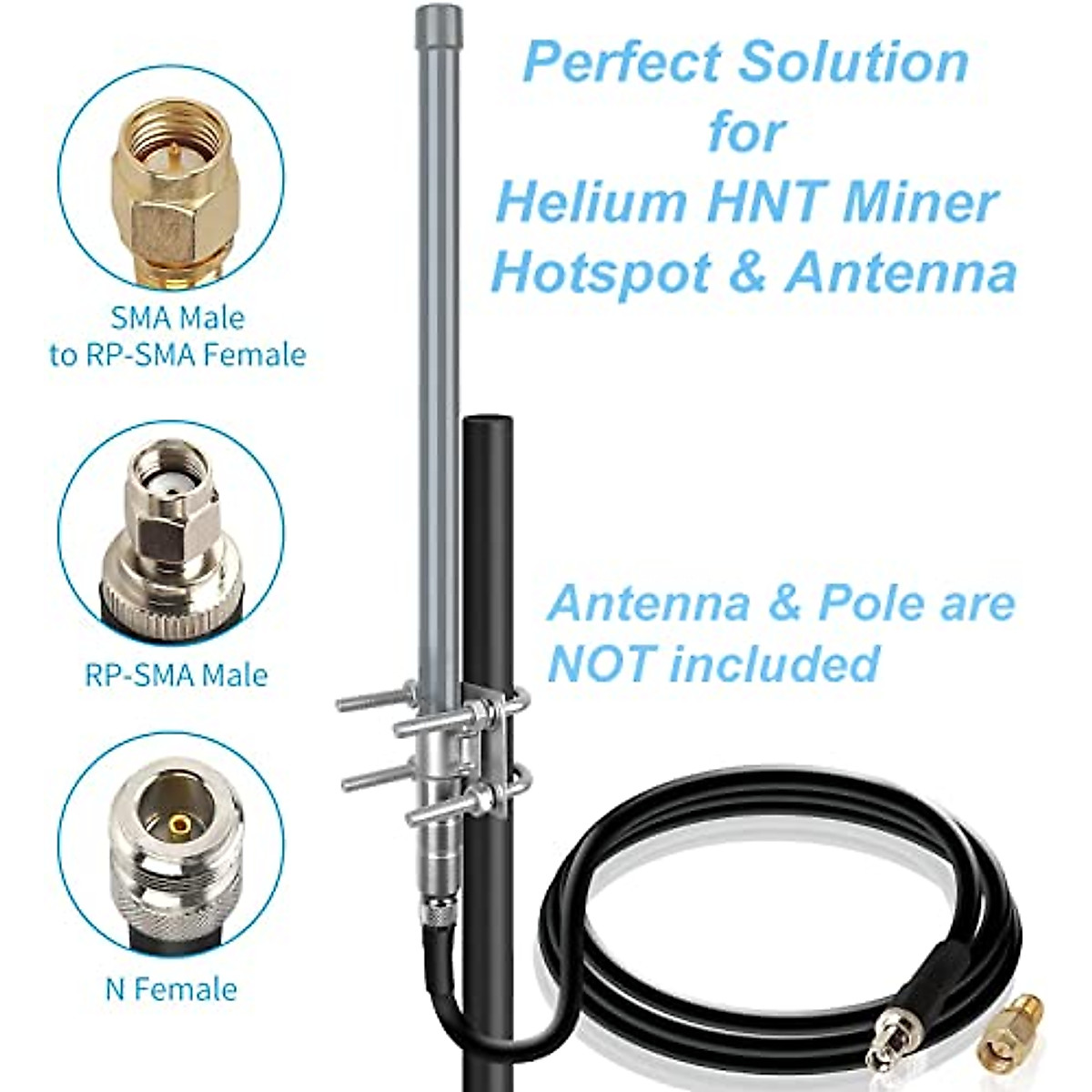 Nelawya 40ft Lora Antenna Cable N Female to RP-SMA SMA Male KMR400 Low Loss Extension Coaxial Cable for LoRa WiFi 4G LTE LoRaWan Antenna Bobcat Nebra RAK Helium Hotspot HNT Miner Mining Antenna