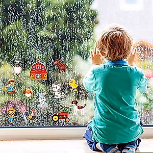 36 Funny Farm Animals Window Decoration Anti Collision Decals, Prevent Bird Strikes PET Sticker for Glass Window Door Baby Room Pig, Horse, Dog, Cat, Cow, Classroom, Nursery (PET Stickers)