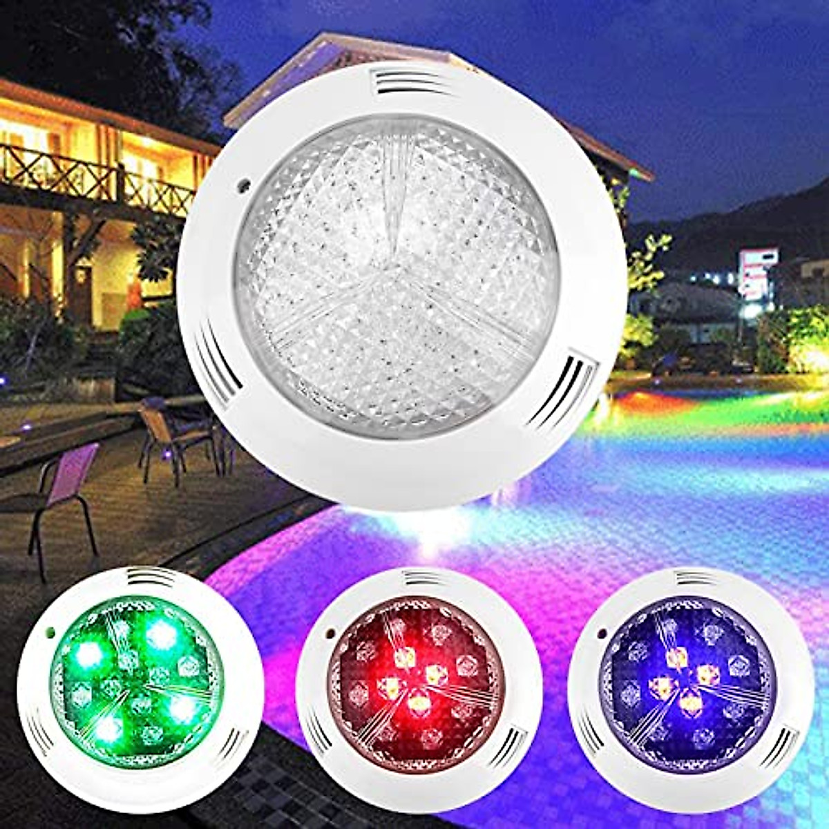 Yosoo Health Gear LED Pool Lights, 360LEDs IP68 Waterproof Submersible Light, Multicolor Underwater Lamp Pond Lights for Swimming Pool, Pond, Garden, Landscape Lighting