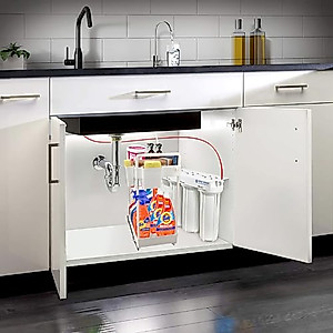 Keiasau Under Sink Organizer and Storage Shelf Pull Out Bathroom Undersink Cabinet Organization Rack with 2 Tier Drawer Baskets for Home Pantry Counter Vanity Countertop Organizing Containers White