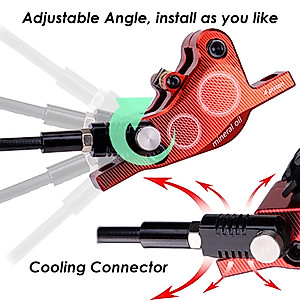 JFOYH 4-Piston MTB Hydraulic Brake Set with 160mm Floating Disc Rotors, Front and Rear Hydraulic Disc Brake Kit For MTB(Pre-bled, Left-Front/Right-Rear)-Golden