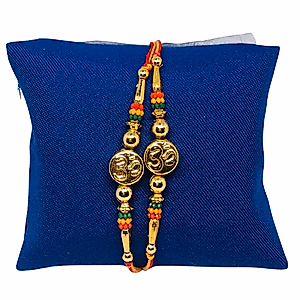 WhopperIndia Set of Two Rakhi, Om Design Rakhi Thread, Raksha bandhan Gift for Your Brother, Color Vary and Multi Design