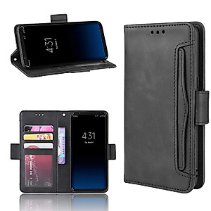 Asuwish Phone Case for Samsung Galaxy S8 Plus with Tempered Glass Screen Protector Cover and Cell Accessories Card Holder Slot Kickstand Flip Wallet Glaxay S8plus S 8 8plus 8S Edge S8+ SM-G955U Black