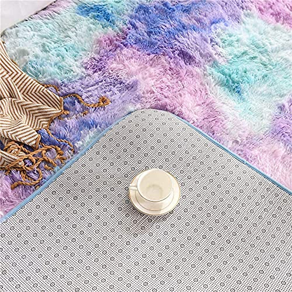 A Nice Night Shaggy Fluffy Faux Fur Area Rug Door Mat,Tie Dye Style,Softest, Luxurious Shag Carpet Rugs for Bedroom, Living Room, Luxury Bed Side Plush Carpets, Rectangle (Light Purple, 3' x 5')
