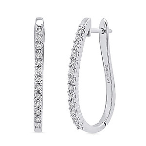 Dazzlingrock Collection 0.13 Carat (ctw) Round White Diamond Ladies Hoop Earrings, 10K White Gold