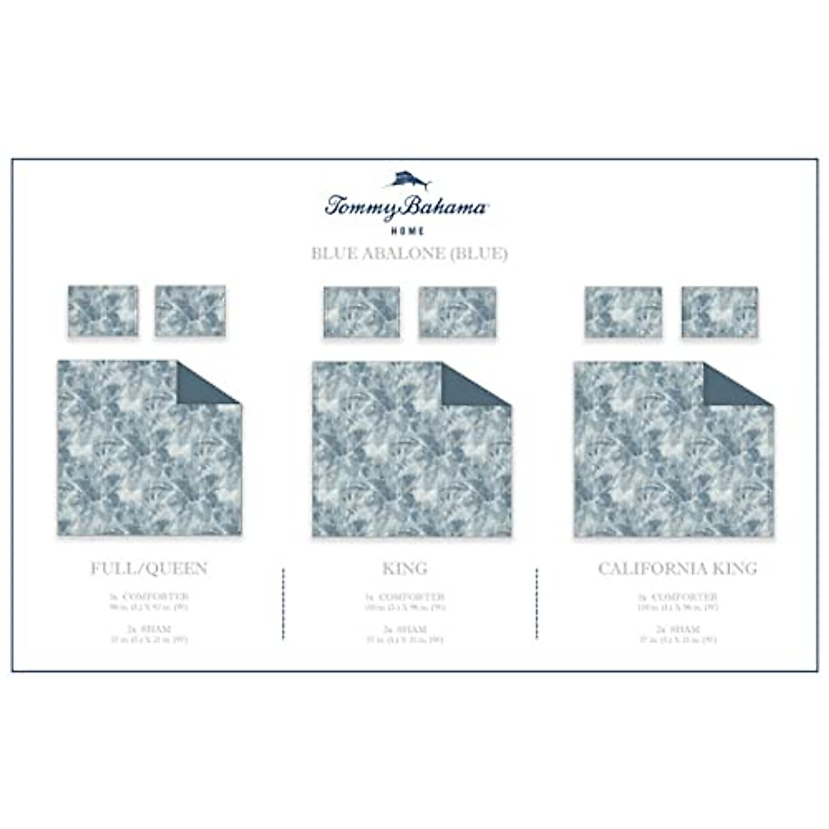 Tommy Bahama - California King Comforter Set, Cotton Bedding with Matching Shams & Bedskirt, All Season Home Decor (Abalone Blue, California King)