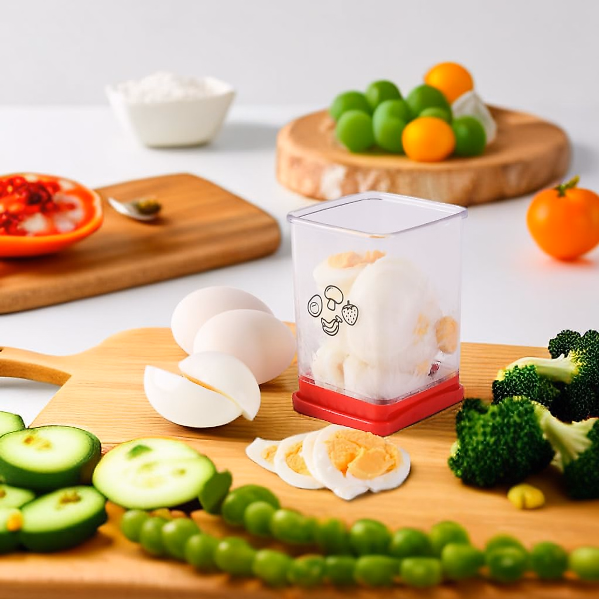 BFMXSN Fruit Slicer, Egg Slicing Cup, Multifunctional Stainless Steel Fruit and Vegetable Slicer Portable Egg Slicing Tool Suitable for Making Strawberry Banana Fruit and Vegetable Salad Platter