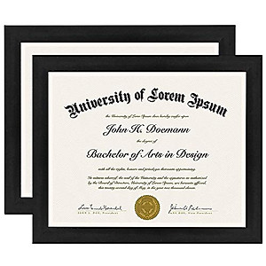 Americanflat 8.5x11 Picture Frame in Black - Set of 2 - Use as Diploma Frame or Certificate Frame with Shatter Resistant Glass - Hanging Hardware and Easel Included for Wall and Tabletop Display