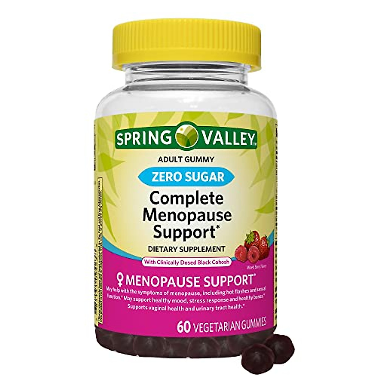 Experience Natural Relief with Spring Valley Menopause Support Gummies - 60 Count (Pack of 2). Includes Luall Fridge Magnetic