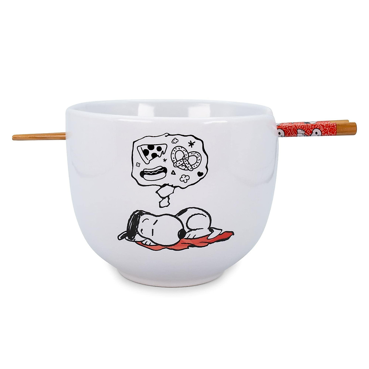 Peanuts "Munch Time" 20-Ounce Ceramic Ramen Bowl and Chopstick Set