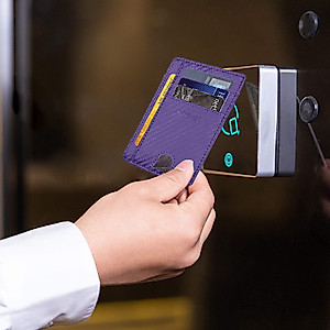 RUNBACH Slim Wallet,Minimalist Thin Front Pocket Leather Wallet RFID Blocking Secure Card Holder for Men Women,Gift-Boxed (Purple)