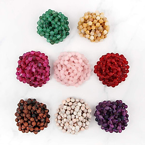 Bead Strand Versatile 60" Long Wrap Necklace - Handmade Knotted Multi Layer Sparkly Crystal, Semi Precious Natural Stone, Lava, Glass Faux Pearl (Natural Stone Bead - Green Agate)