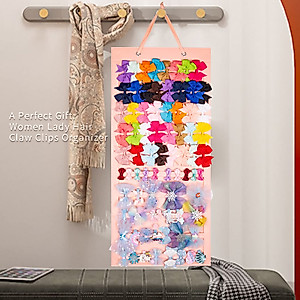 Bow Holder for Girls Hair Bows Large Bow Holder Hair Bow Organizer Claw Clip Organizer Hair Clip Organizer Bow Hanger for Girls Hair Bows Hair Bow Holder for Wall, Door, Closet (Pink-A)