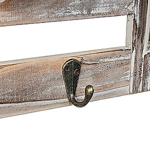 Liry Products Rustic Wooden Wall Mounted Shelves Iron Hooks Two-Tier Storage Rack Brown Torched Distressed Wood Display Shelf Organizer Farmhouse Decorative Holder Home Office Kitchen Living Room