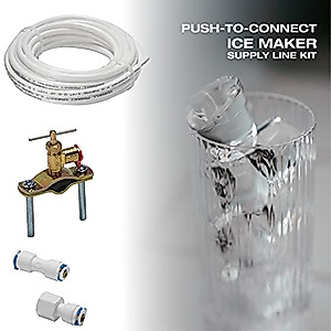 Homewerks 7252-25-14-PTC Ice Maker Supply Line and Humidifier Installation Kit 1/4-Inch x 25ft Push to Connect Poly Tube Universal Compatibility, Brass