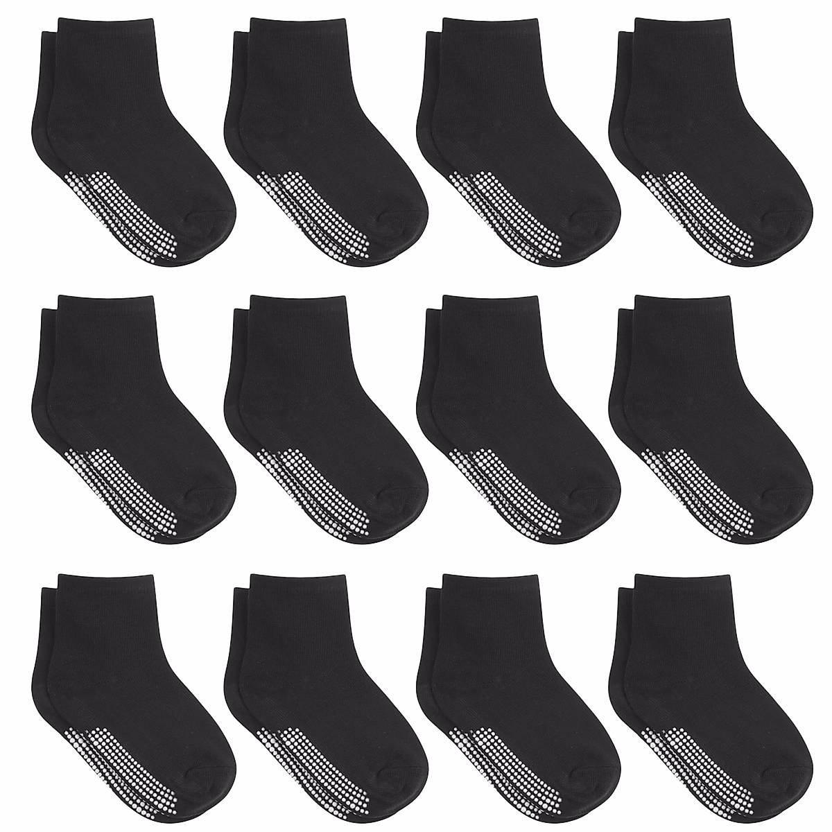 Debra Weitzner 12 Pairs Non-Slip Toddler Socks With Grips for Baby Boys and Girls - Anti-Slip Crew Socks for Infant's and Kids