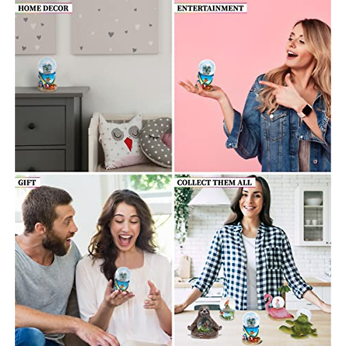 CoTa Global Cool Summer Sandals Beach Bucket Snow Globe - Water Globe Figurine with Sparkling Glitter, Collectible Novelty Ornament for Home Decor, for Birthdays and Valentine's - 45mm