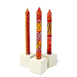 Set of Three Boxed Tall Hand-Painted Candles - Zahabu Design - Nobunto Candles
