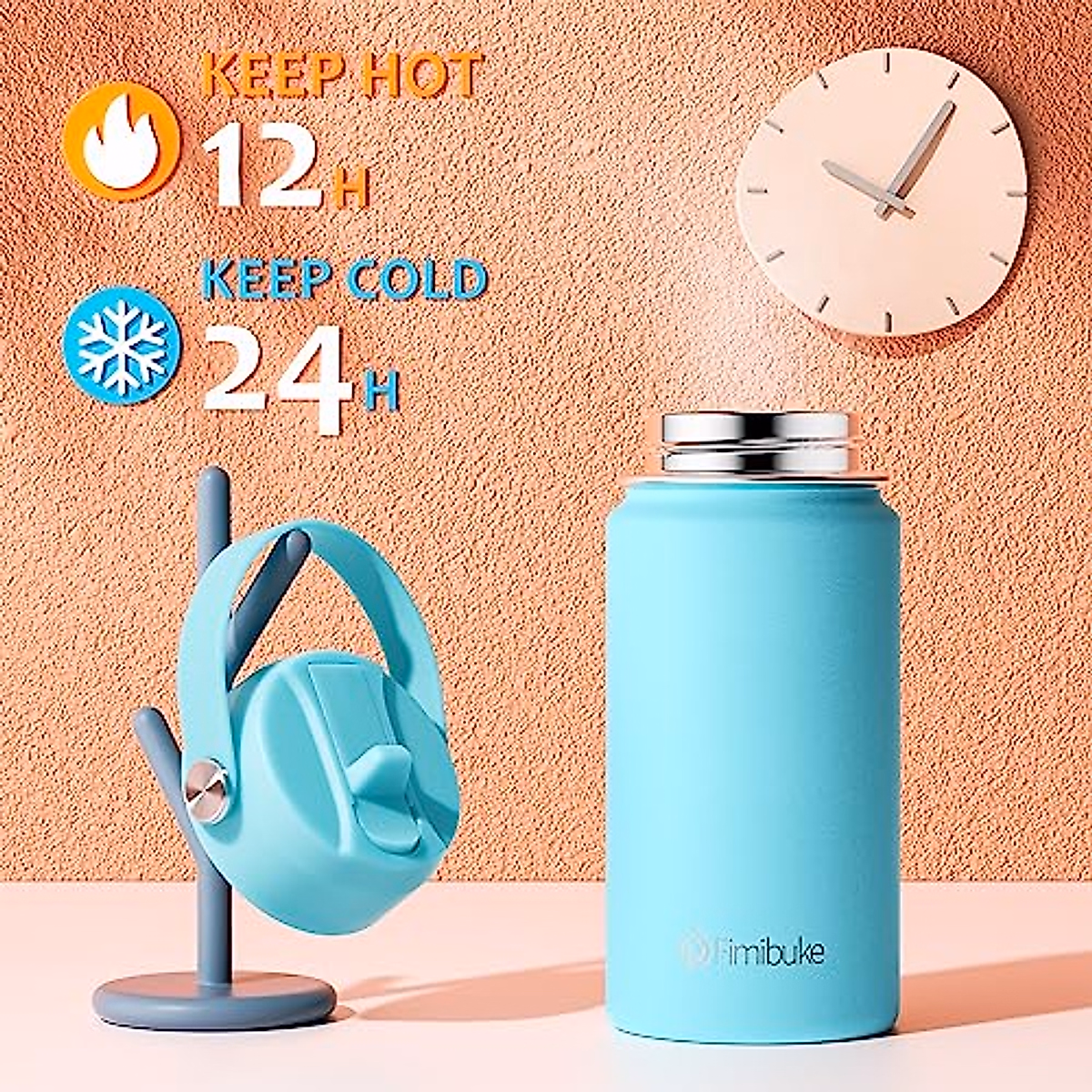 Fimibuke Kids Insulated Water Bottle - 14oz BPA-FREE Double Wall Vacuum Tumbler 18/8 Stainless Steel Leak Proof Kids Cups with Straw Metal Water Bottle for School Boys Girls (2 Pack, Underwater World)