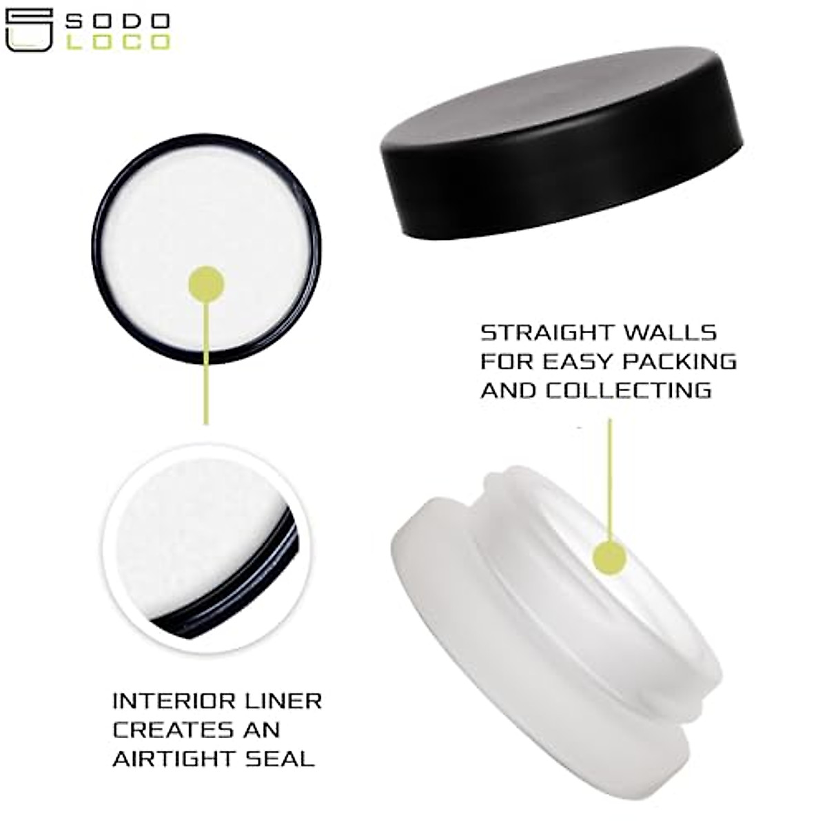 (90 Pack) 7ml Low Profile Thick Frosted Glass Jars with Black Lids - Airtight Containers for Oil, Lip Balm, Wax, Cosmetics