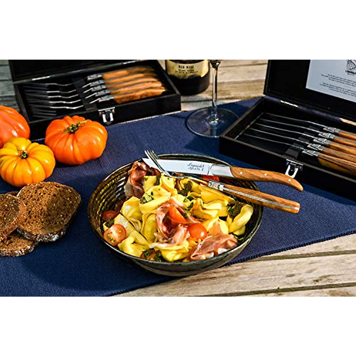 Laguiole Style de Vie Steak Knives, Luxury Line, 6 pieces, Olive Wood, in giftbox