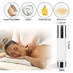 longway 1.7oz/50ml Airless Pump Bottles Silver Airless Cosmetic Cream Pump Bottle Travel Size Dispenser Refillable Containers（Pack of 6）