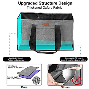 WONDAY Extra Large Utility Tote Bag, Reusable Grocery Bags Foldable, Large Tote Bag With Handles Utility Tote Shopping Bags for Groceries, Storage, Picnic, Beach, Pool, Laundry (Grey)