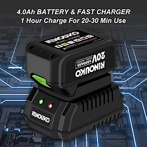 Leaf Blower Cordless, 20V Electric Blowers with 4000mAh Battery and Charger, 2 Speed Modes Lightweight Battery Powered Leaf Blowers for Lawn Care, Patio, Blowing Leaves,Grass