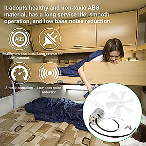 Puxyblue 6" RV Vent Fan Blade and 12V D-Shaft Motor Compatible With Heng's, Elixir, Jensen, Jayco, Toyota Dolphin - 2 Screws and 2 Zip Ties for Camper Roof Vent