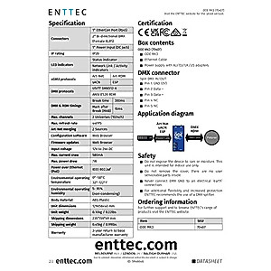 Enttec ODE Mk3 70407 POE 2 Universe Dual DMX / RDM Ethernet Converter Interface