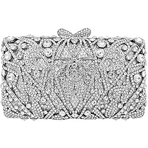 MOSSMON Luxury Crystal Clutch Women Rhinestone Evening Bag for Party and Wedding