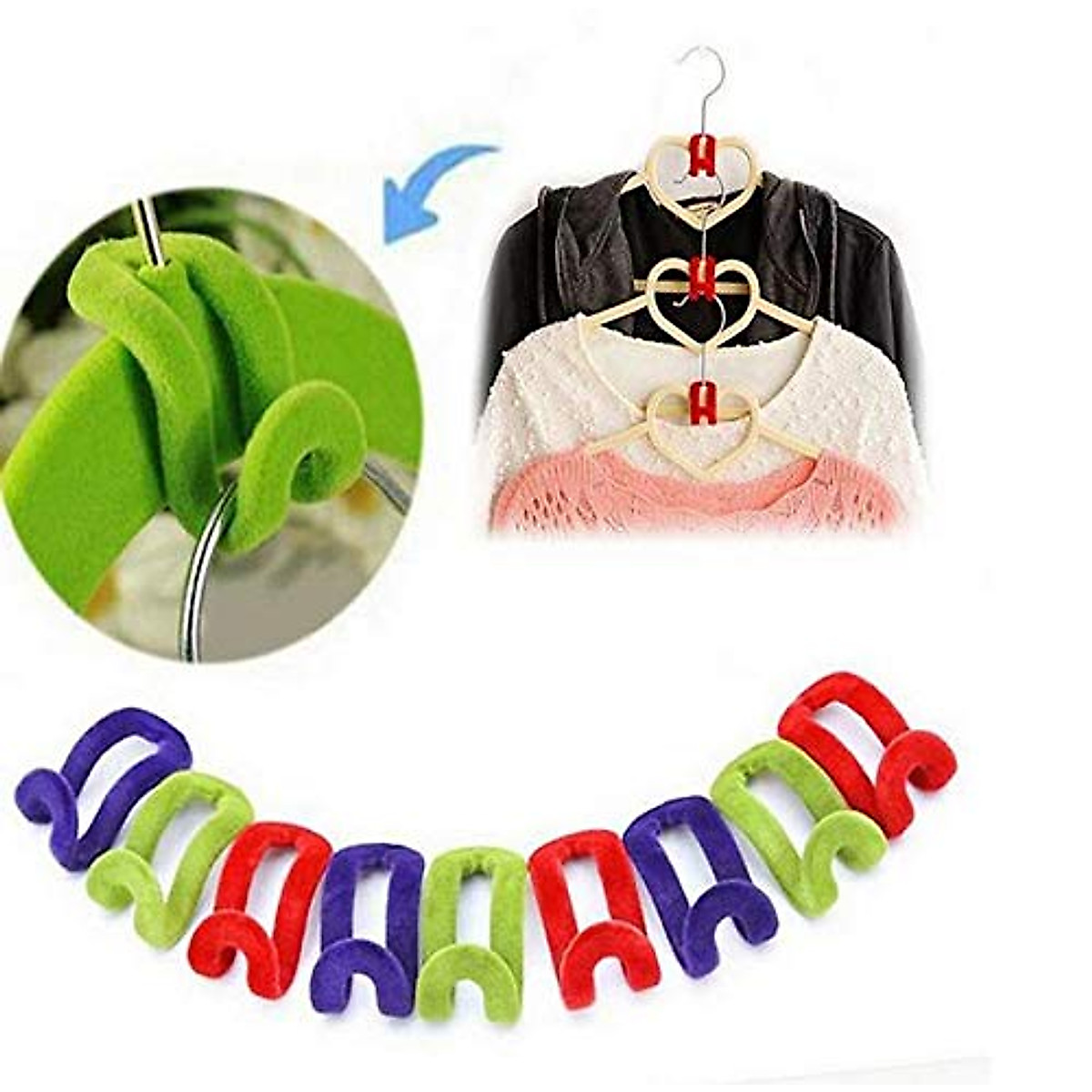 WOIWO 10Pcs Cascading Hanger Hooks Connector for Stack Clothes,Space-Saving Attachment Huggable Style Hangers