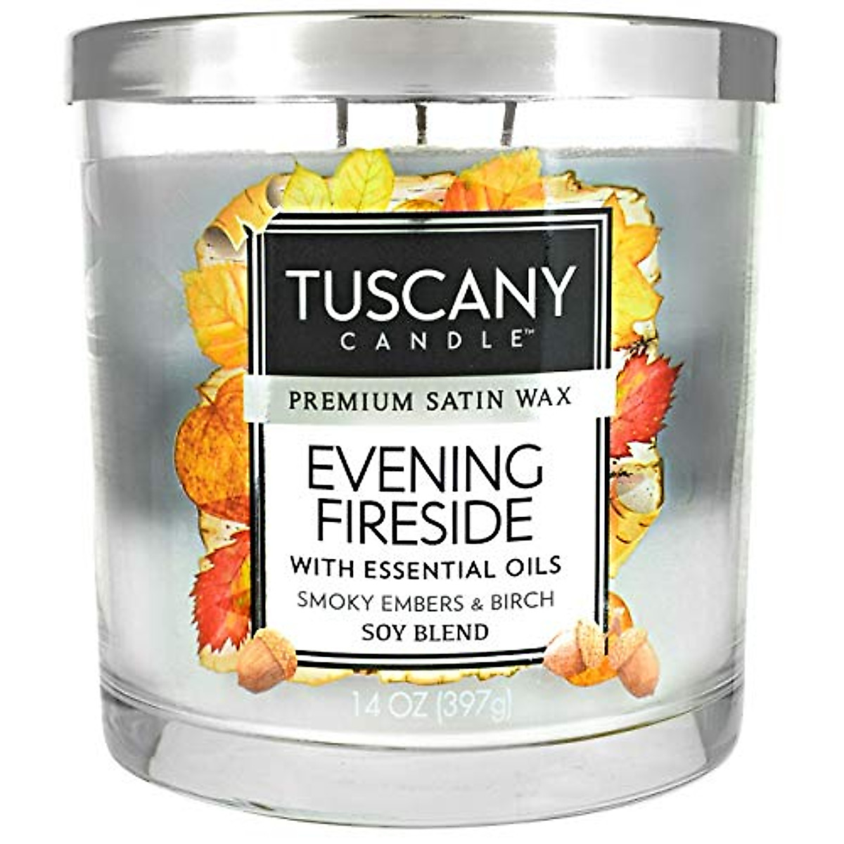 Tuscany Fireside Evening 3-Wick Glass Jar Candle